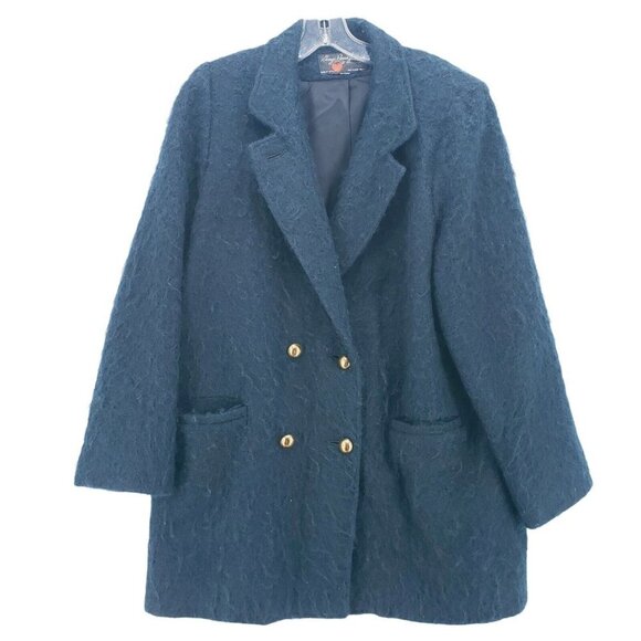 George David Fashions | Jackets & Coats | Vintage Dark Teal Blue Fuzzy ...